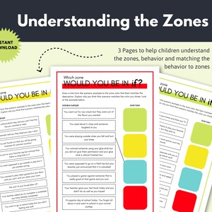 Zones of Self Regulation Worksheets, School Counselor, Self-regulation ...
