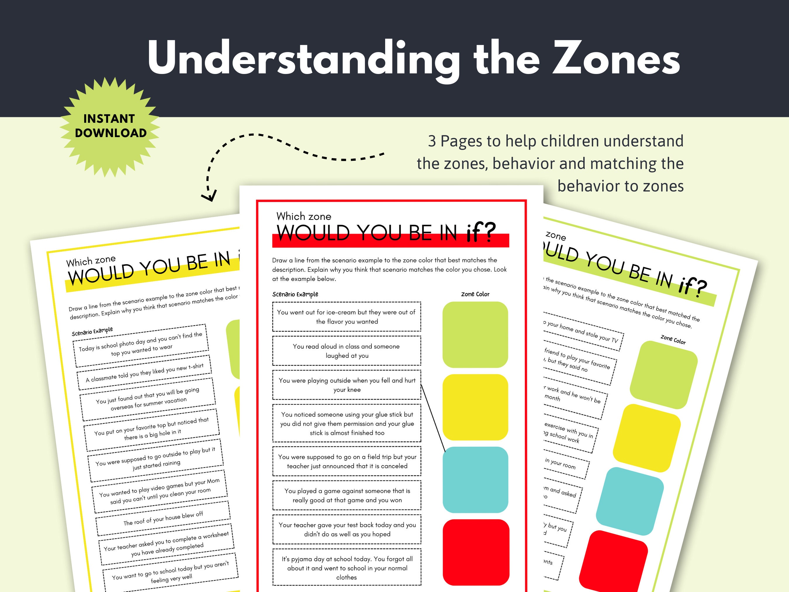 Zones of Self Regulation Worksheets School Counselor - Etsy UK