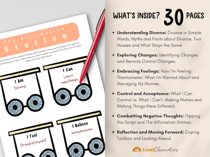 Divorce Worksheets for Kids Coping With Separation, Emotional ...