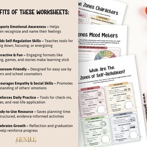 Zones of Regulation Worksheet Bundle, School Counseling Tool, Emotion ...
