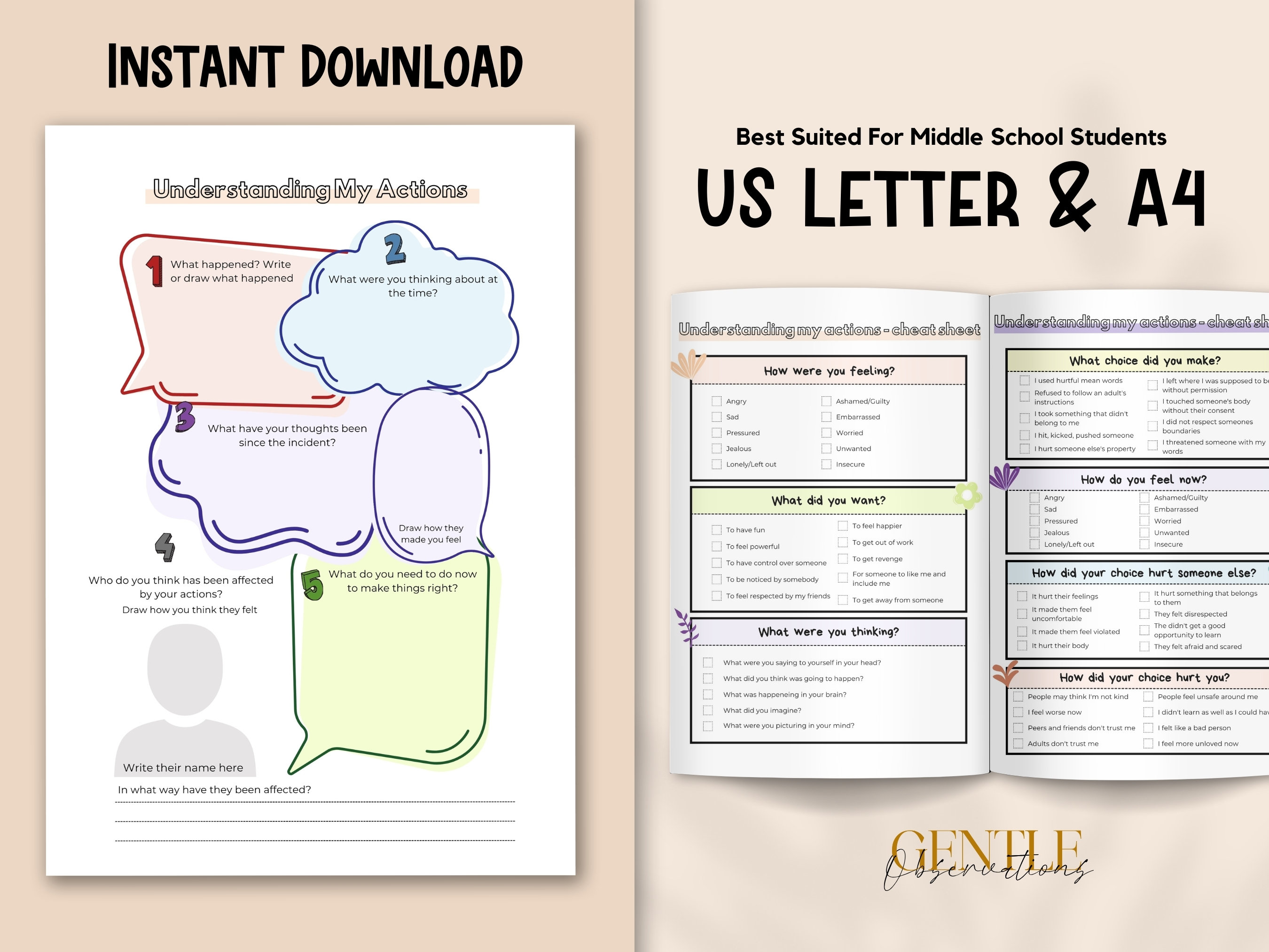 Behavior Analysis Think Sheets for Restorative Justice Circles and ...