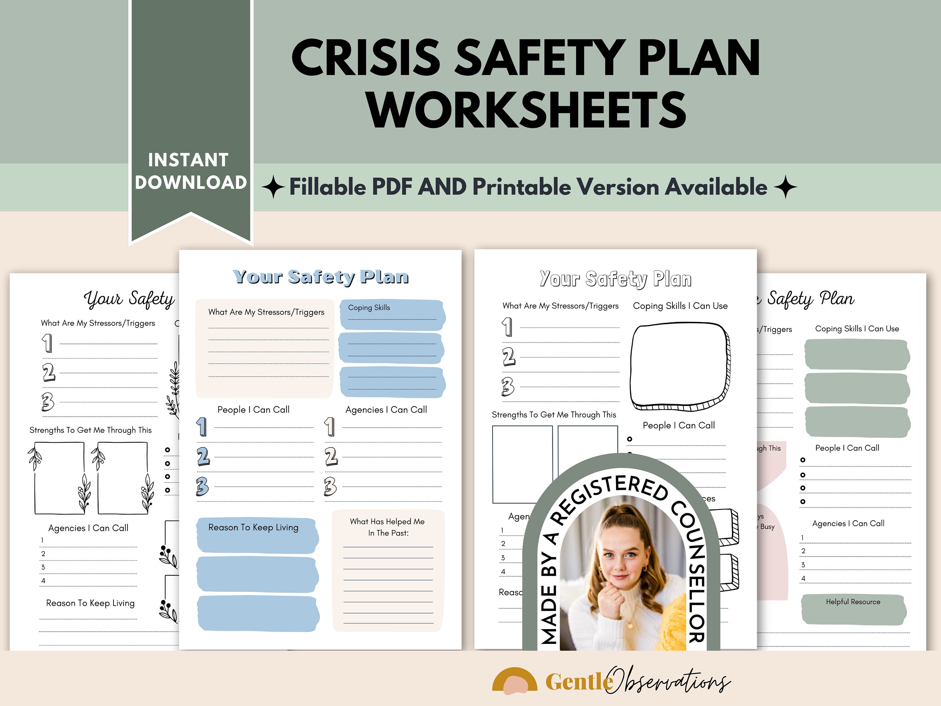 Crisis Safety Plan Counselling Worksheet Therapy Aid - Etsy
