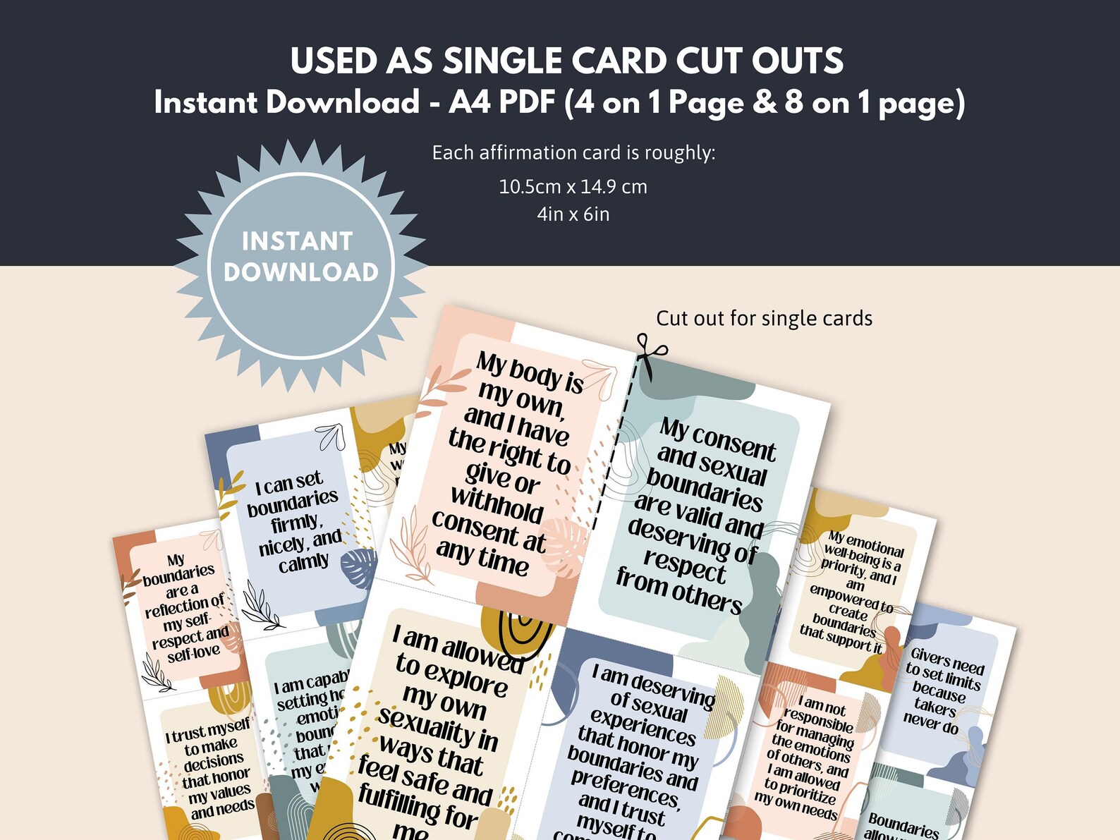 Boundaries Affirmation Flashcards Setting Healthy Boundaries Cards ...