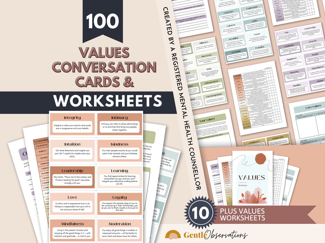 Core Values List, Values Exploration and Conversation Cards, Values ...