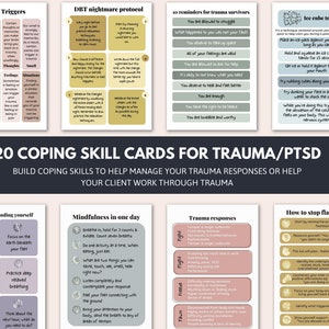 PTSD Trauma Coping Skills Cards, DBT Skills, Emotional Regulation, CBT ...