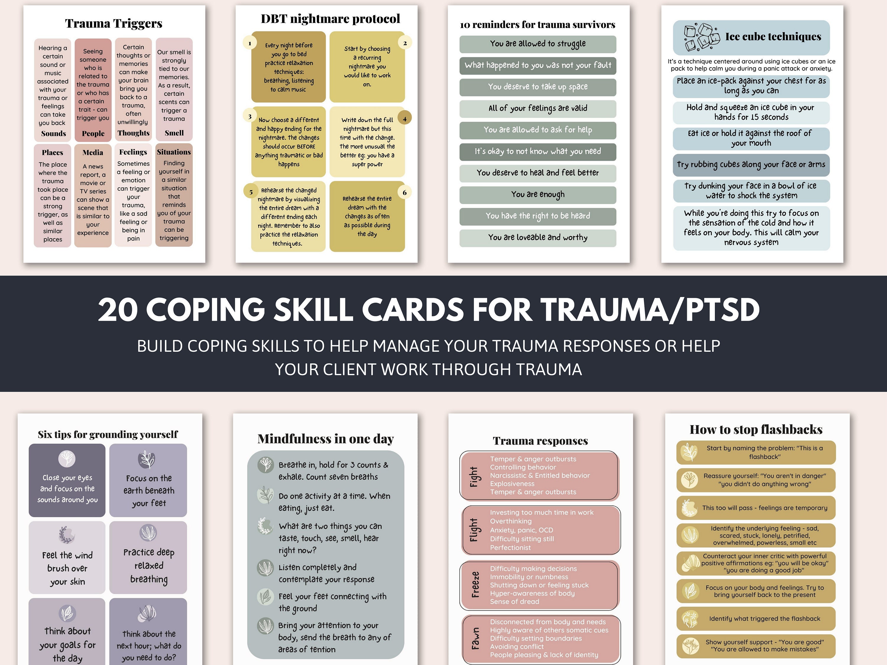 PTSD Trauma Coping Skills Cards DBT Skills Emotional - Etsy
