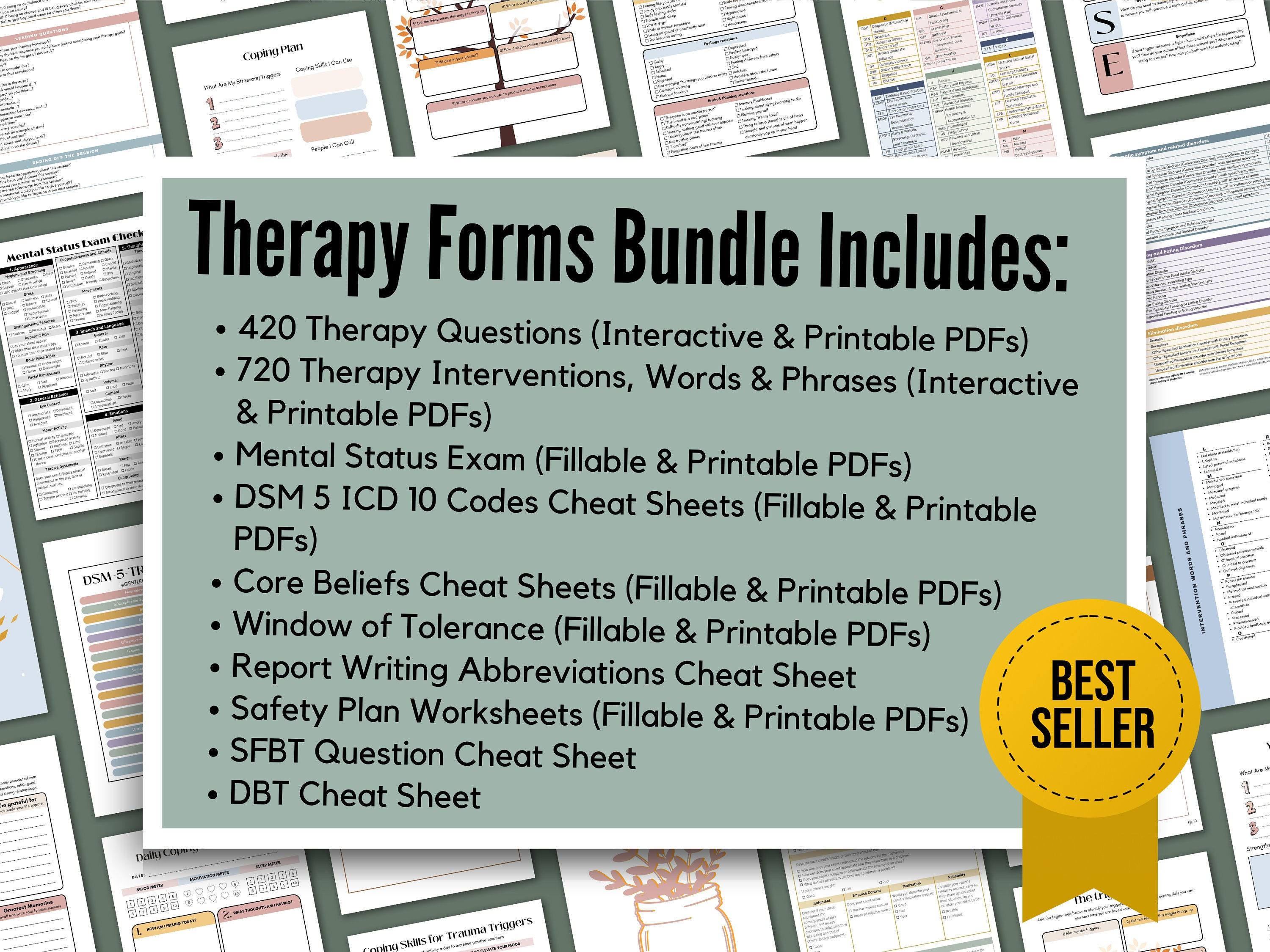 Therapy Office Forms Bundle (50% OFF), Therapy Interventions, Mental ...