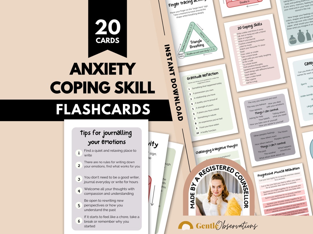 Anxiety Relief Coping Skill Flashcards Anxiety Relief Coping Cards DBT ...
