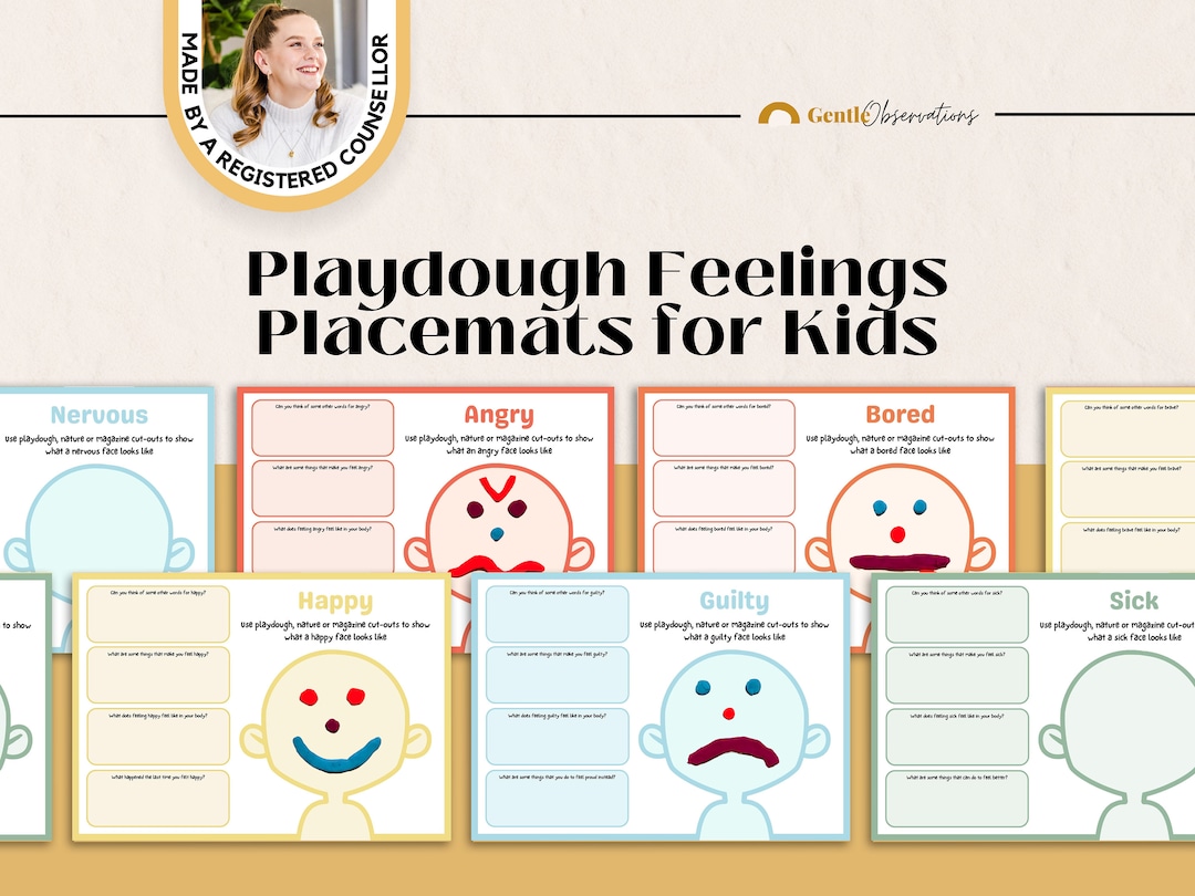 Playdough Feelings Placemats for Social Emotional Learning Emotional ...