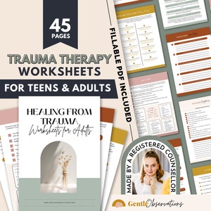 Trauma Therapy Worksheets PTSD Workbook Anxiety Relief Mindfulness ...