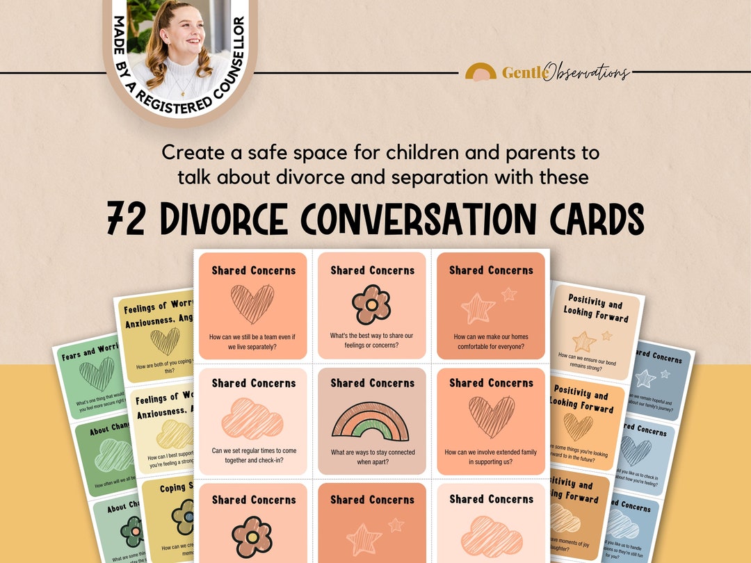 Divorce Conversation Cards for Kids and Parents, Emotional Regulation ...