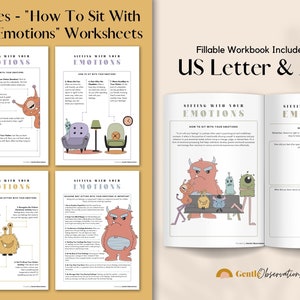 Sitting With Your Emotions Therapy Worksheets for Kids, Self-awareness ...