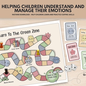 Zones of Regulation Therapy Coping Skill Board Game, 300 Emotional ...