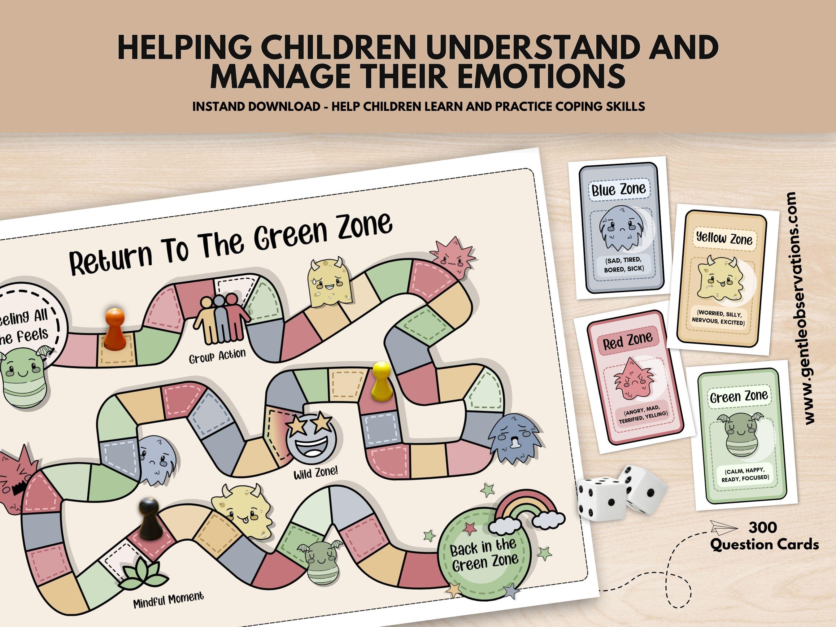Zones of Regulation Therapy Coping Skill Board Game, 300 Emotional ...