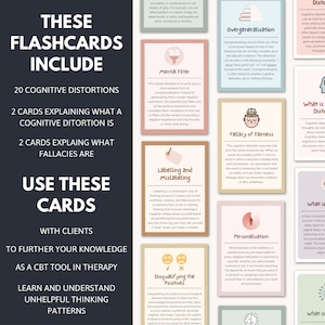 Cognitive Distortion Flashcards, CBT, Therapy Tool, Coping Skills Cards ...
