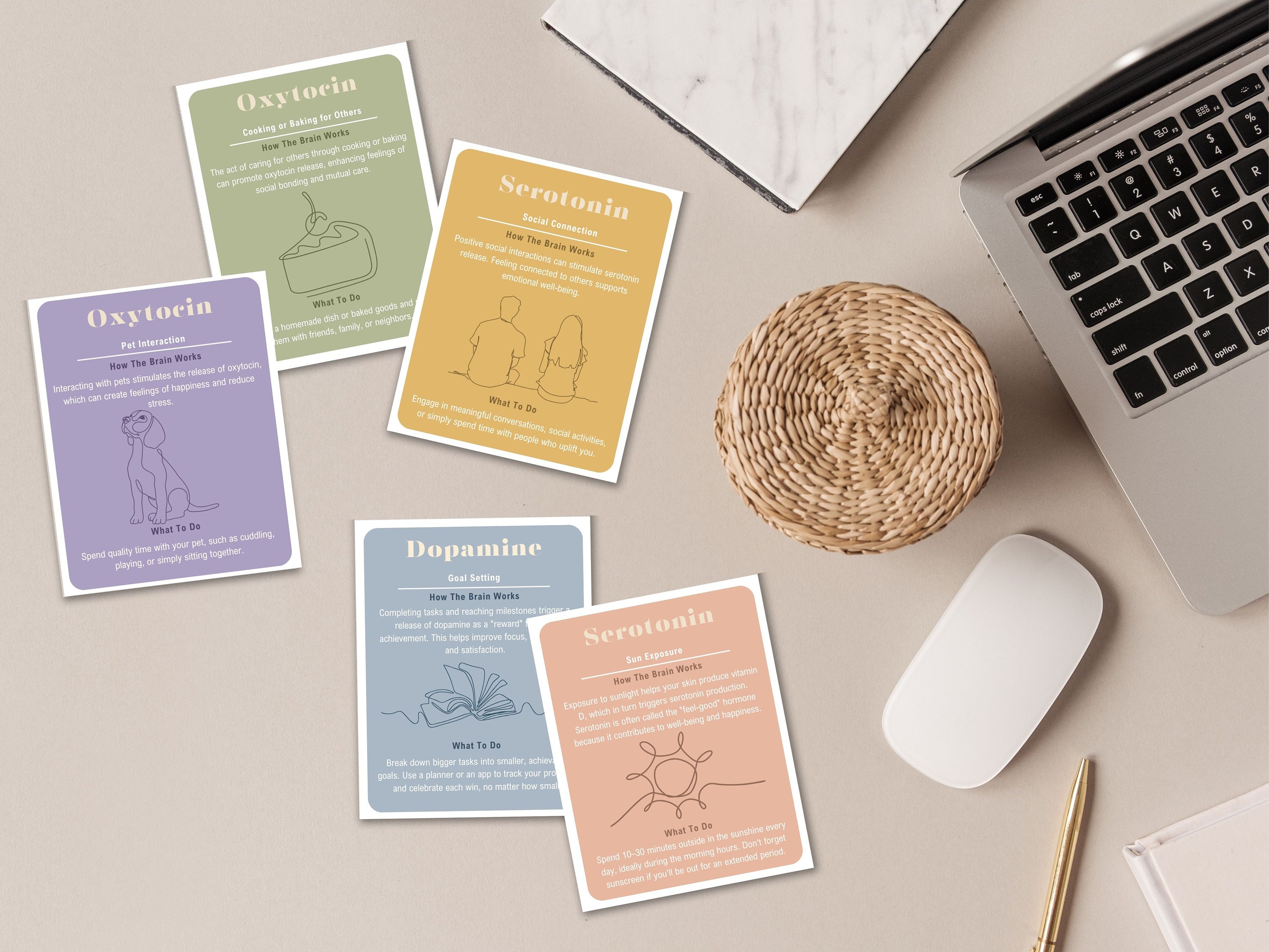 Happy Chemicals Coping Skill Cards for Anxiety & Depression, Somatic ...