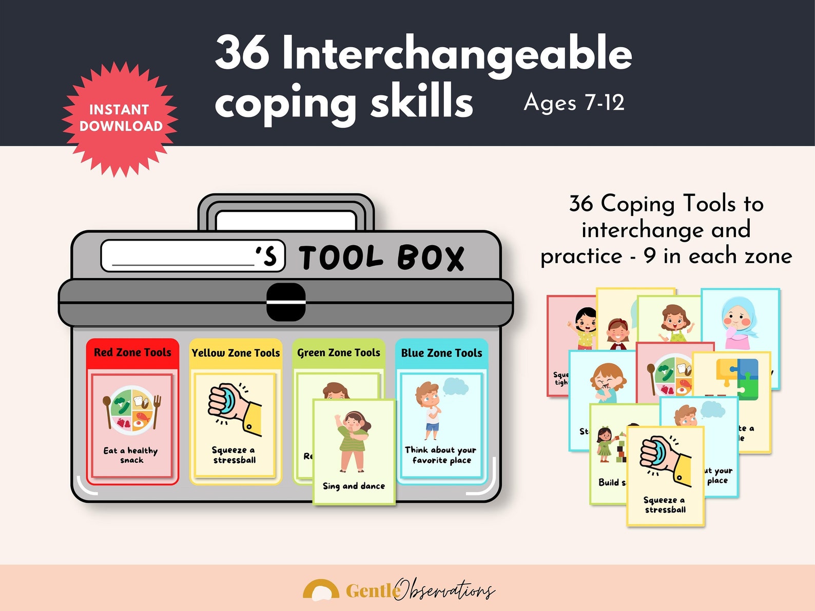 Zones of Self-regulation Coping Skills Toolbox School - Etsy