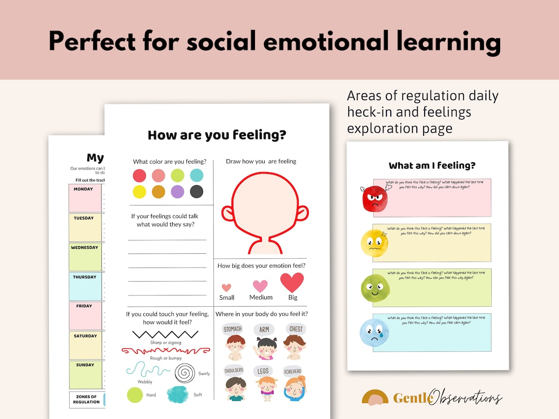 Zones of Self-regulation Feelings Worksheet Emotions Chart - Etsy