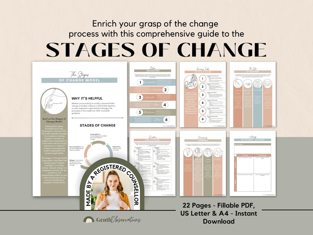 Stages of Change: Transtheoretical Model, Behavioral Change Workbook ...