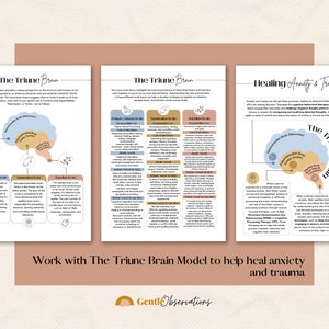 The Triune Brain Model for Healing Anxiety & Trauma Therapy Worksheets ...