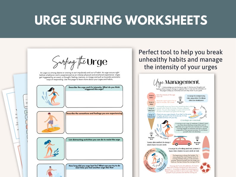 Urge Surfing Technique Substance Use Worksheet Addiction - Etsy
