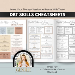 DBT Cheat Sheet, Psychology Tool, DBT Skills, Counselor Tool, Distress ...