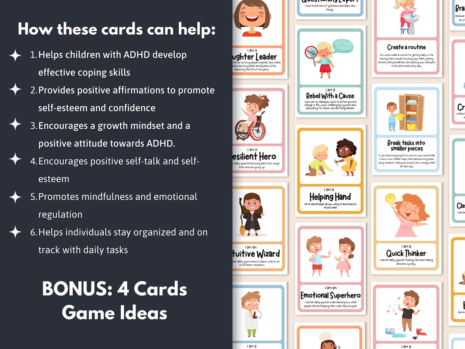 ADHD Superpower Coping Skill Affirmation Flashcards, Executive ...