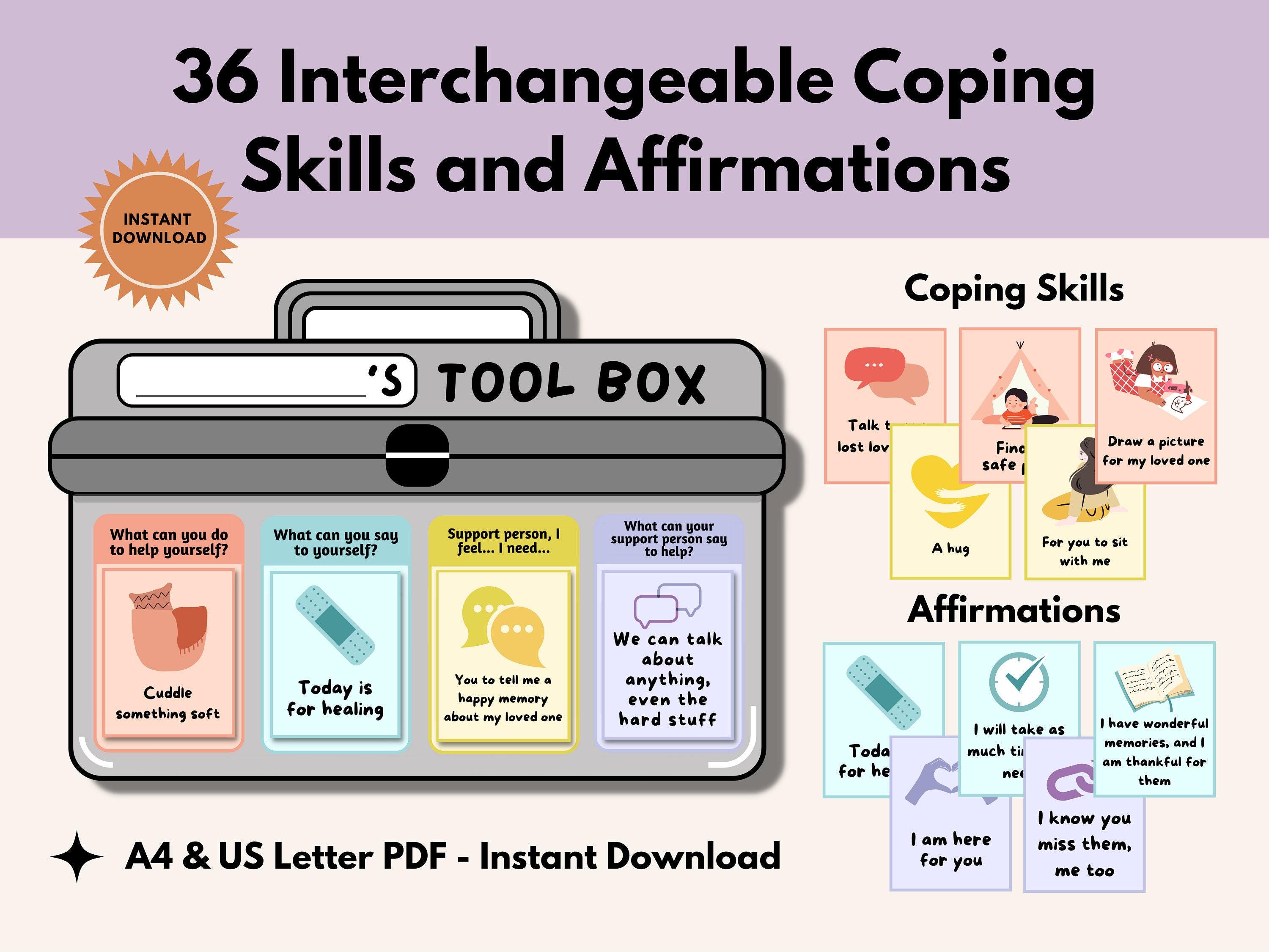 Grief and Loss Toolbox for Kids Grief Coping Skill Cards, Grief Prompts ...