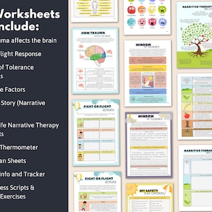 Trauma Therapy Worksheets for Kids, PTSD, Anxiety Relief, Mindfulness ...