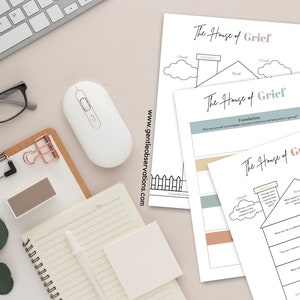 House of Grief Therapy Worksheets for Teens & Adults, Grief and Loss ...