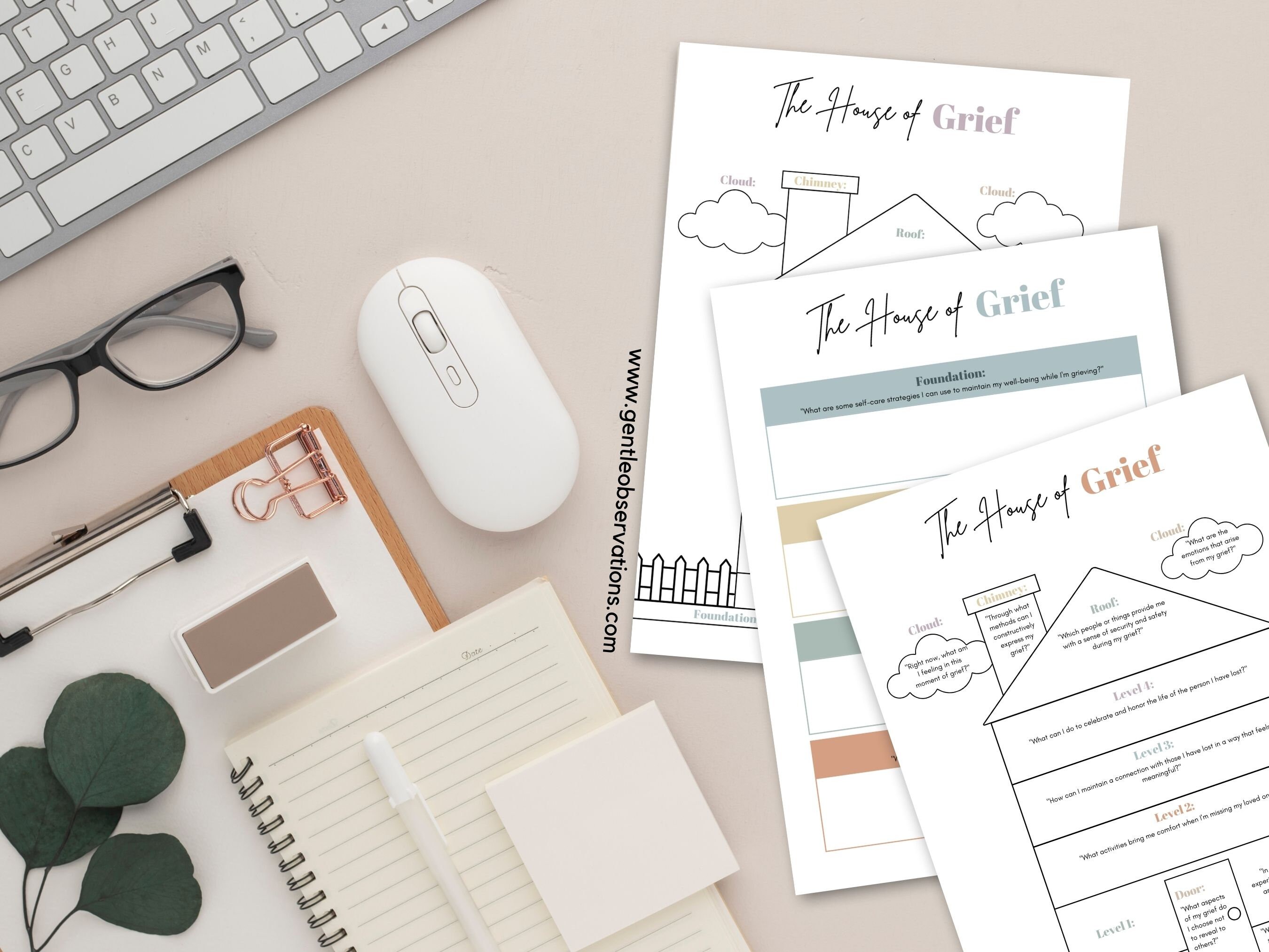 House of Grief Therapy Worksheets for Teens & Adults, Grief and Loss ...