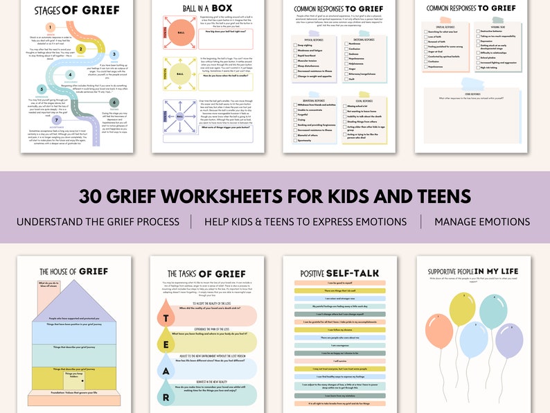 Grief Workbook for Kids, Grief and Loss, Grief Journal, Stages of Grief ...