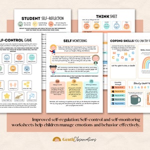 ADHD Worksheets for Kids With ADHD, Emotional Regulation, Self-control ...