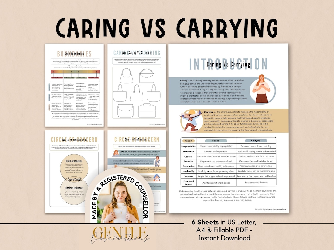 Caring Vs Carrying: Healthy Boundary Setting Worksheets, Compassion ...