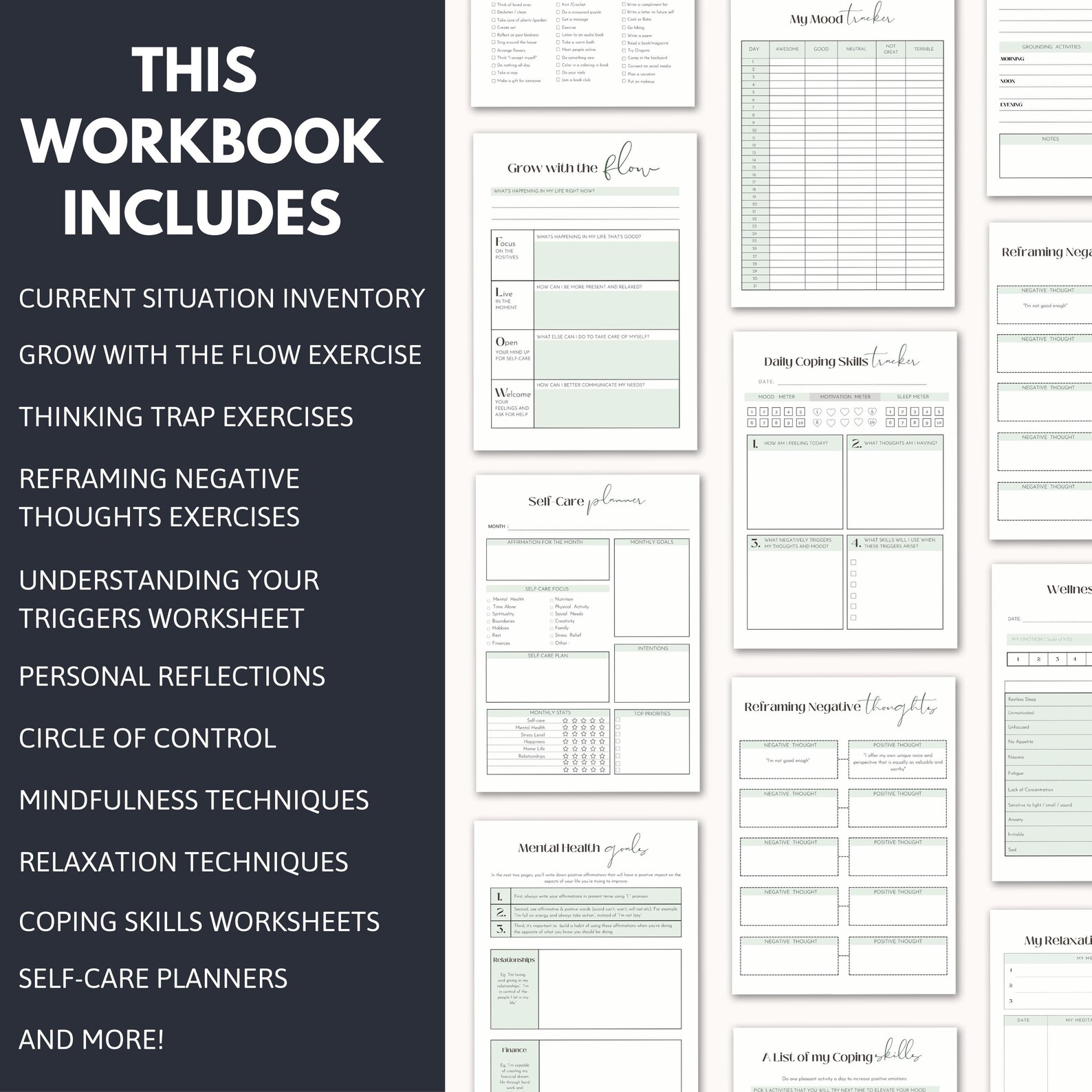 Printable Mental Health Planner, Self-esteem Workbook, Wellness Journal ...