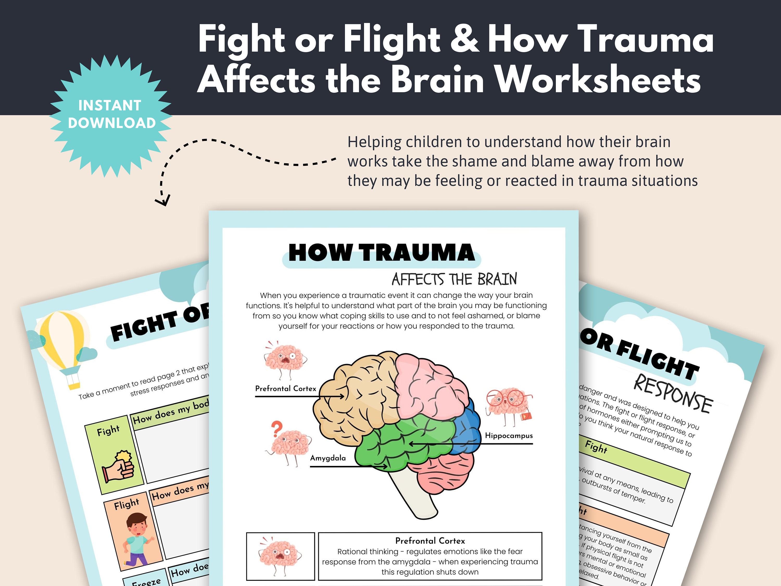 Trauma Therapy Worksheets for Kids, PTSD, Anxiety Relief, Mindfulness ...