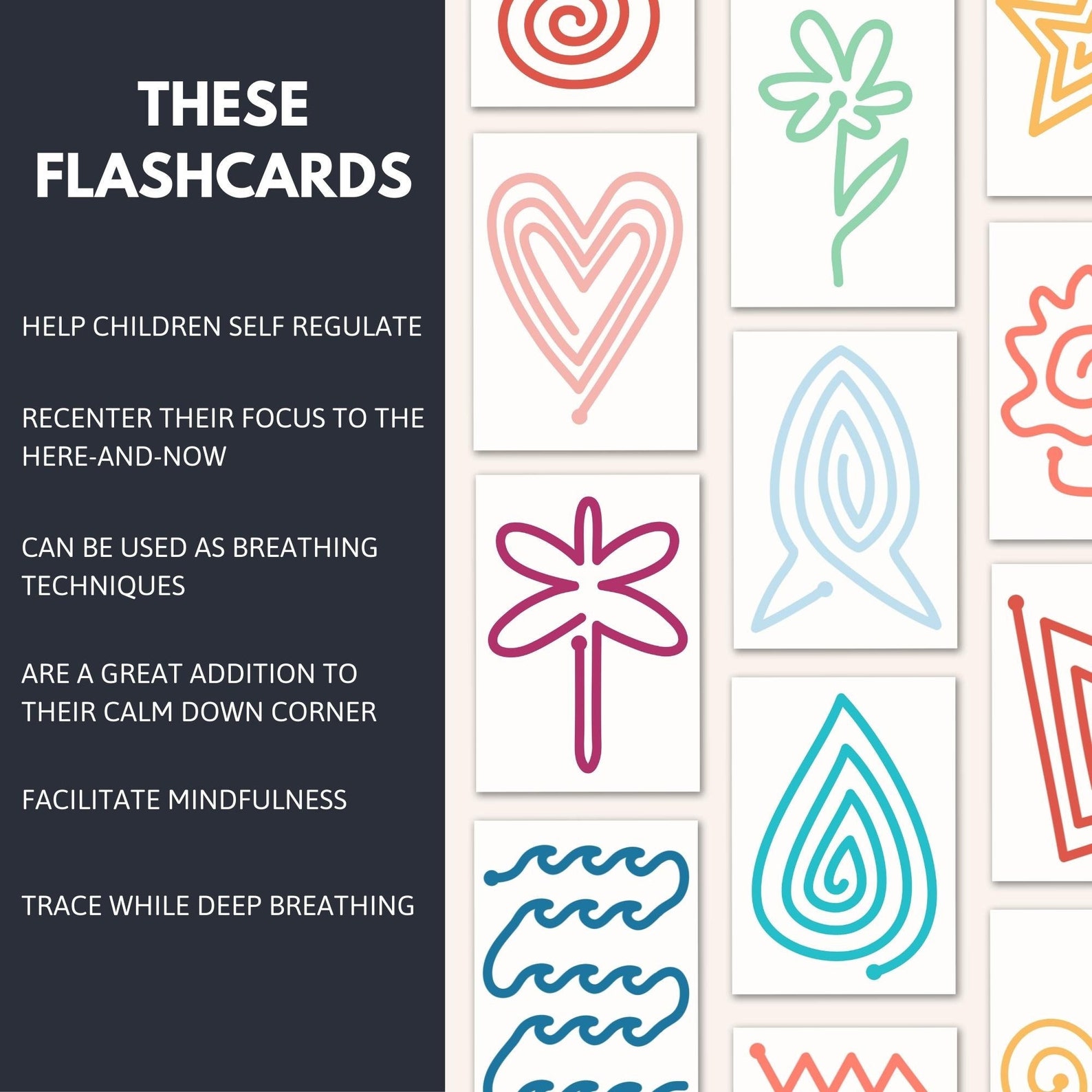 Finger Tracing Calm Down Cards Mindfulness Calm Down Corner - Etsy