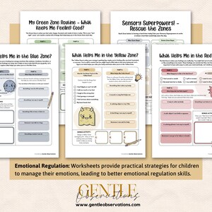 Zones of Regulation Worksheet Bundle, School Counseling Tool, Emotion ...