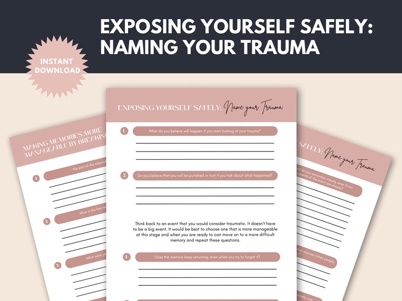 Trauma Therapy Worksheets PTSD Workbook Anxiety Relief - Etsy
