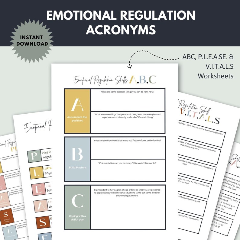 DBT Emotional Regulation Worksheets DBT Skills DBT Workbook | Etsy