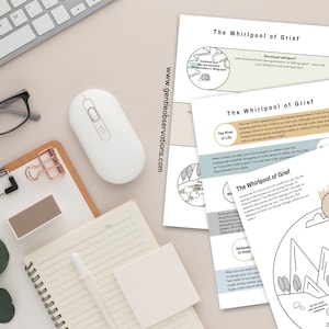 The Grief Whirlpool Worksheets, Stages of Grief, Grief and Loss Journal ...