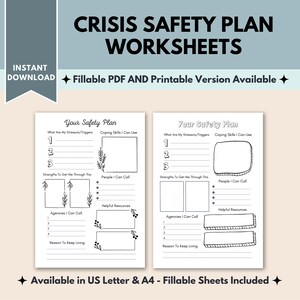 Crisis Safety Plan Counselling Worksheet Therapy Aid - Etsy