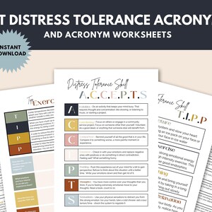 DBT Workbook, Distress Tolerance, DBT Journal, DBT Cheat Sheet, Therapy ...