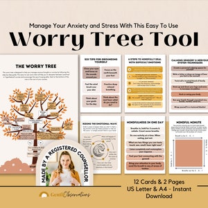 The Worry Tree Worksheets, GAD Anxiety Relief, Challenging Cognitive ...