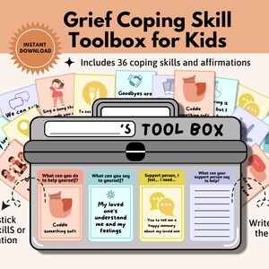 Grief and Loss Toolbox for Kids Grief Coping Skill Cards, Grief Prompts ...