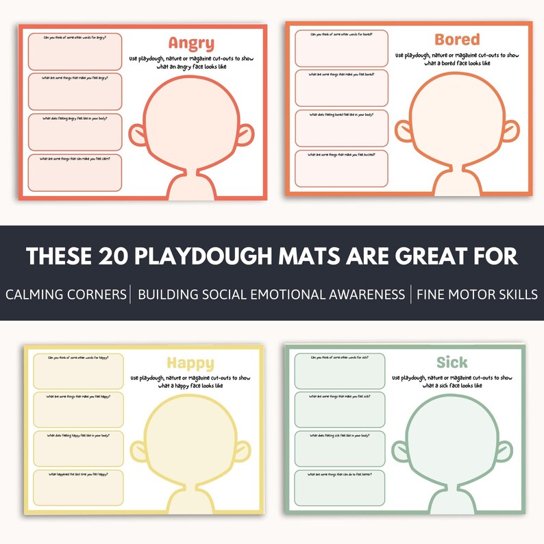 Playdough Feelings Placemats for Social Emotional Learning - Etsy