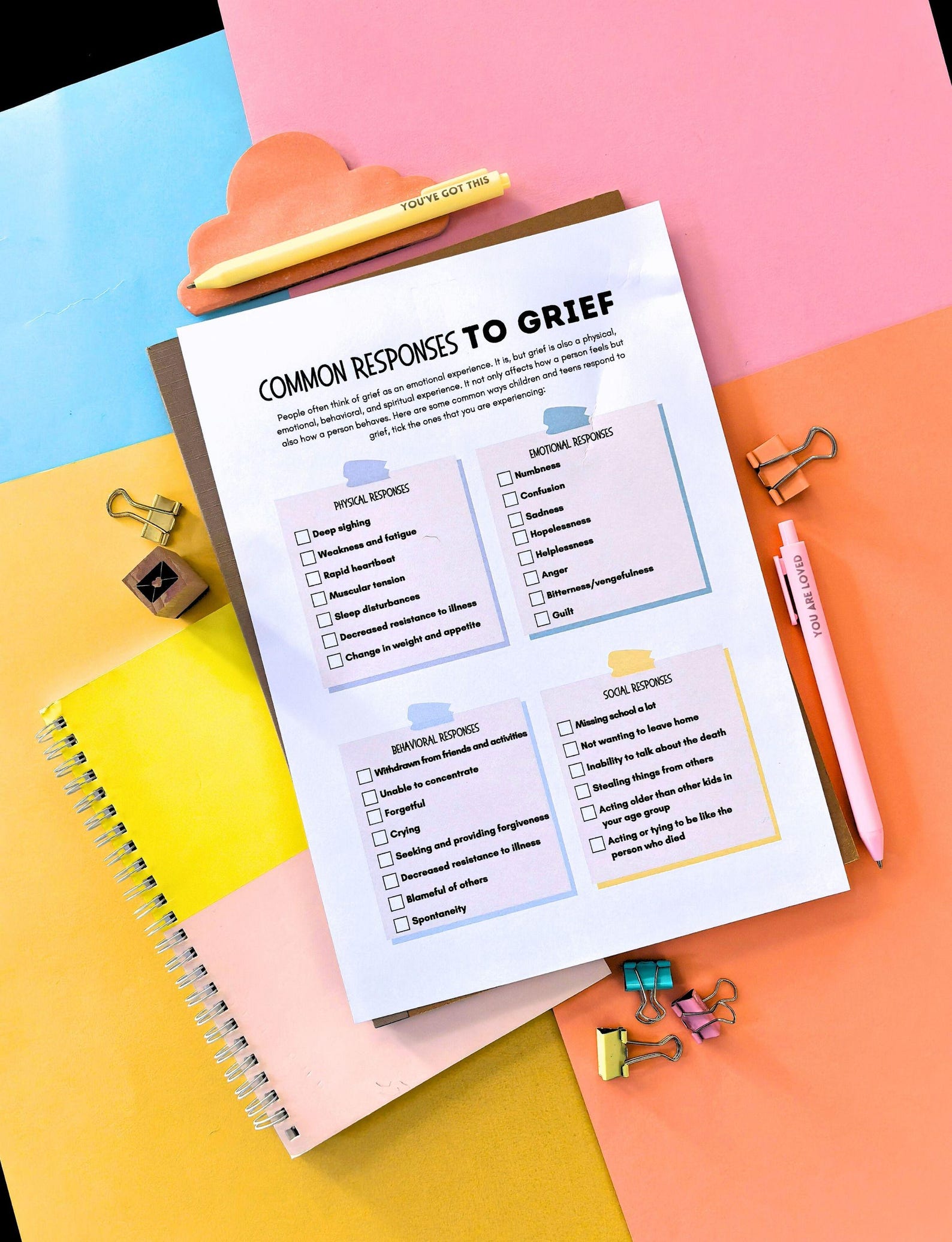 Grief Workbook for Kids, Grief and Loss, Grief Journal, Stages of Grief ...