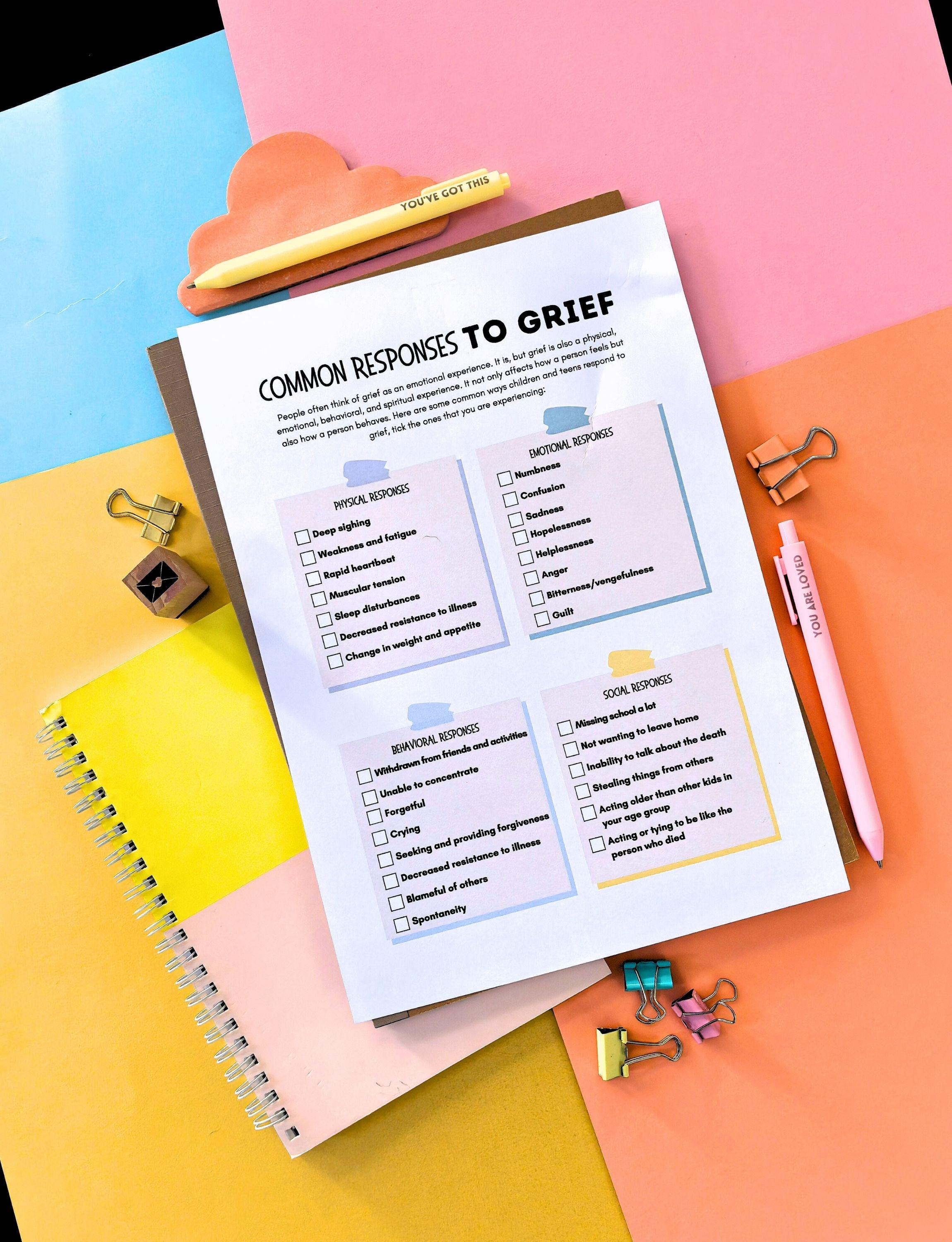 Grief Workbook for Kids, Grief and Loss, Grief Journal, Stages of Grief ...