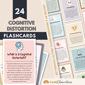 Cognitive Distortion Worksheets, Thinking Errors Flashcards, Unhelpful ...