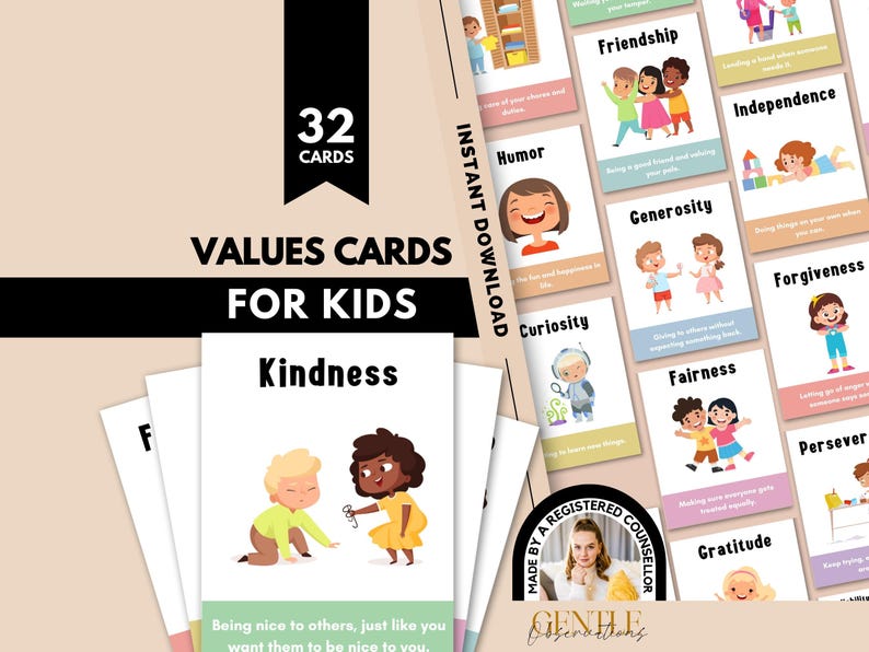 Values Cards for Kids, Acceptance and Commitment Therapy for Kids ...